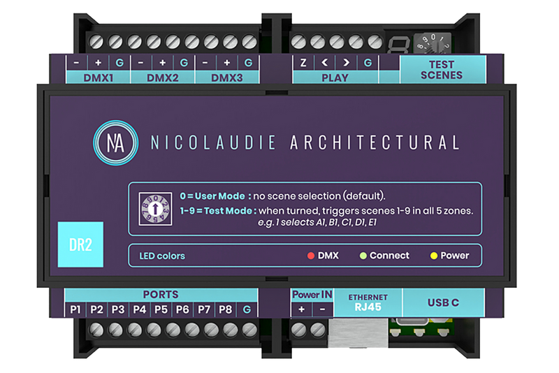 Event Lighting DINA-DR2LITE DIN Rail Mounted Lighting Controller