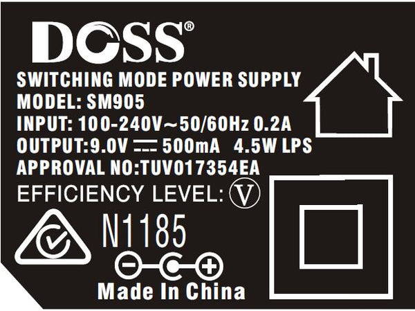 SM905 9V DC 500MA POWER SUPPLY SWITCHMODE 2.1MM Suits Guitar Pedals, K