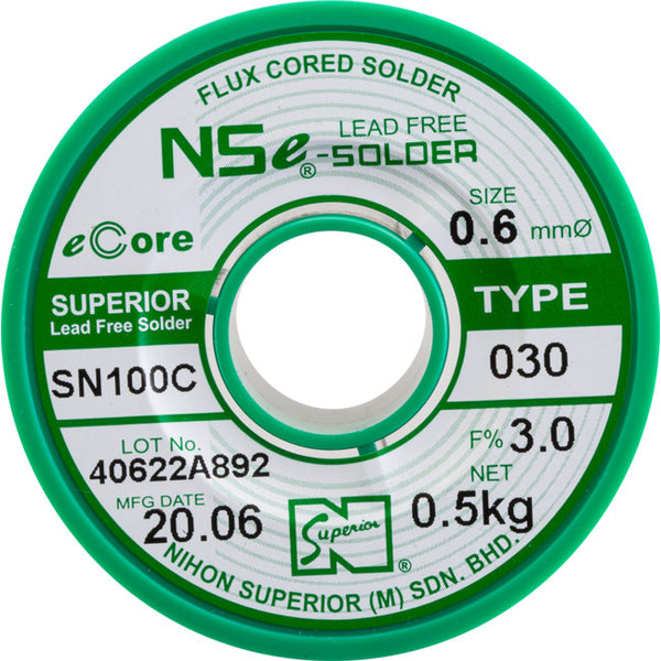LF0.6SN100C.5K 0.6MM LEAD FREE SOLDER 500G NIHON SUPERIOR SN100C NIHON