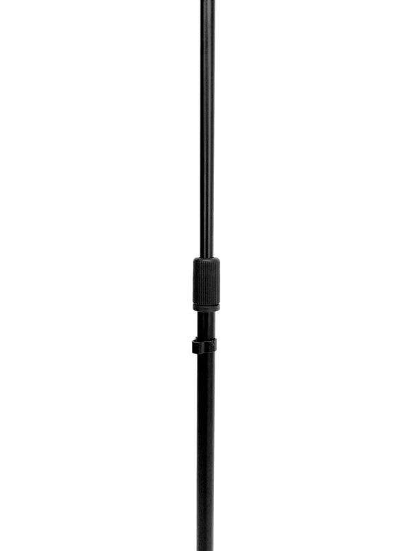 Straight Dual Mic Stand Heavy Round Base Black Full size + 2x Mic Micr